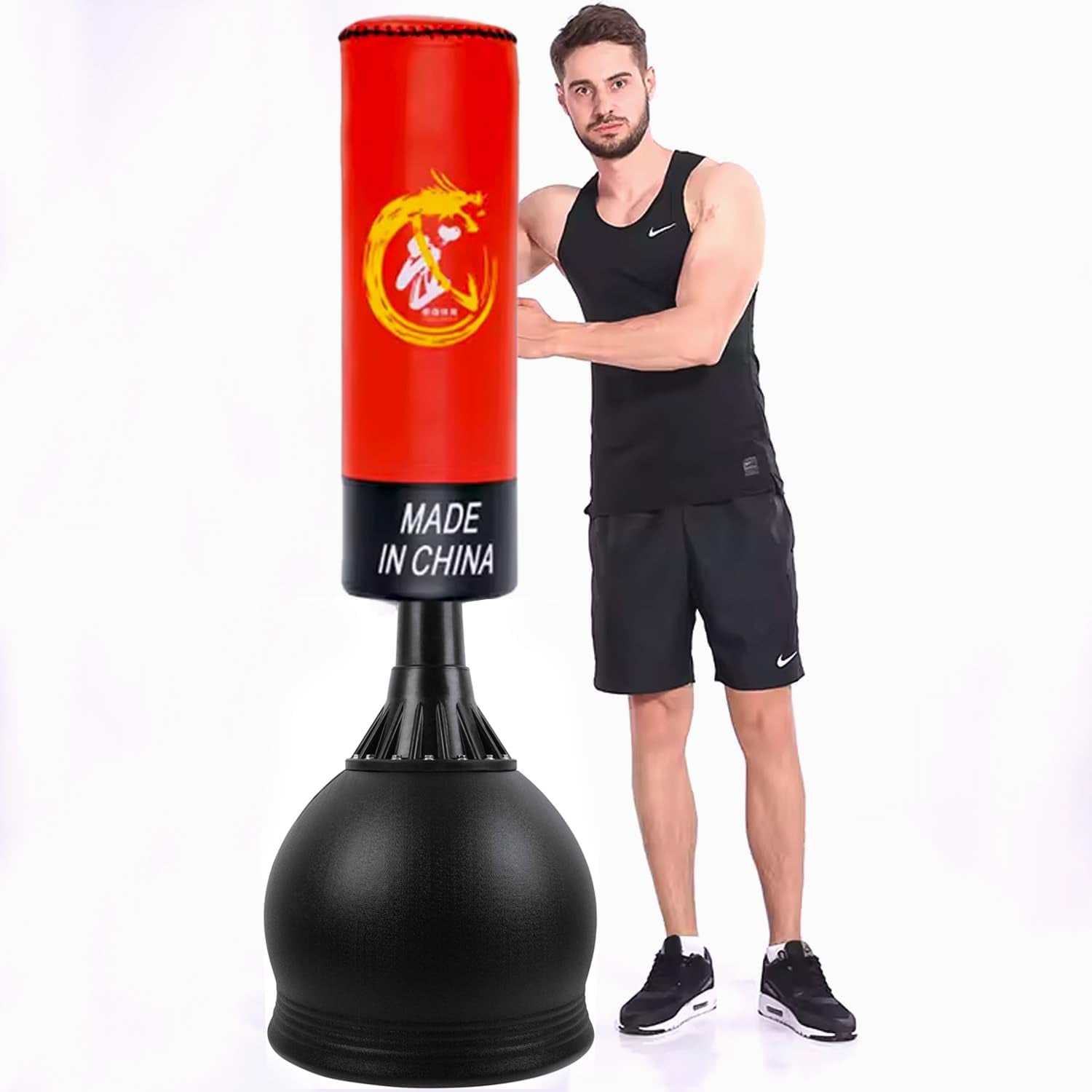 SKY LAND Free-Standing Boxing Bag with Stand Punching Stand With Sand ...